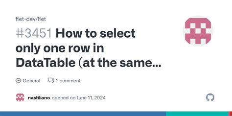 How To Select Only One Row In Datatable At The Same Time · Flet Dev Flet · Discussion 3451