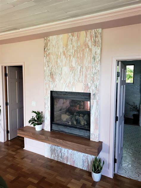 Pink Marble Fireplace Surround