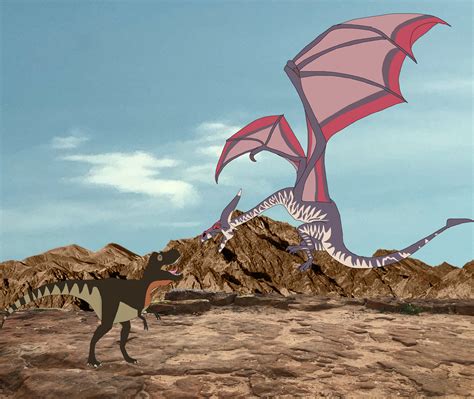 Prehistoric Dragon Vs Tyrannosaurus Rex By Lagovulpesthegentle On