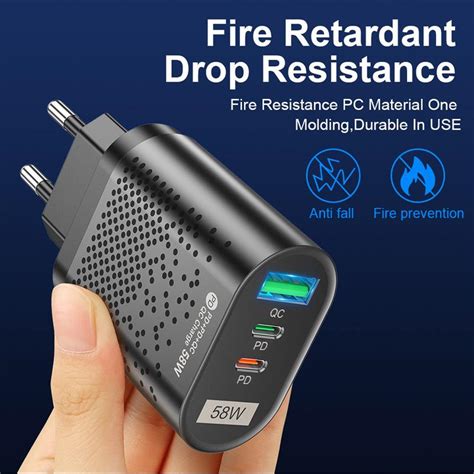 Купить Usb зарядное устройство типа C 58 Вт быстрая зарядка Qc Pd 3
