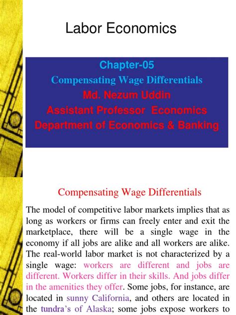 Labor Economics Chapter 05 Compensating Wage Differentials Pdf