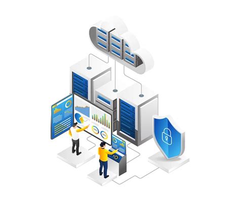 Premium Vector Isometric Flat 3d Illustration Concept Cloud Server Endpoint Team Analytics