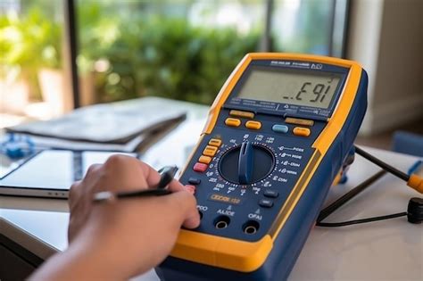 Premium Ai Image Aryankumawat Electrician Engineer Work Tester Measuring Voltage Bfe Eaa Aed Acaba