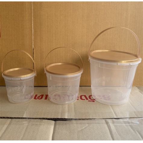 แพค20ใบ ถังกลมใส่ขนม กระปุกใส่ขนม ฝาเซฟตี้ซีล ถังมีหู ฝาทอง 280ml 450 Ml และ 1000 Ml Shopee