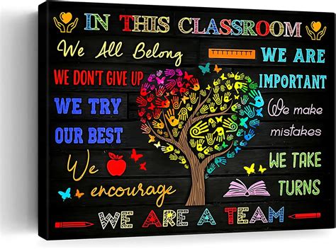 Aefer Inspirational Wall Art Positive Modern Decor Classroom Tree Wall Decor Watercolor Canvas