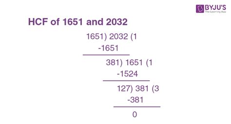 Hcf Of 1651 And 2032 How To Find Hcf Of 1651 And 2032