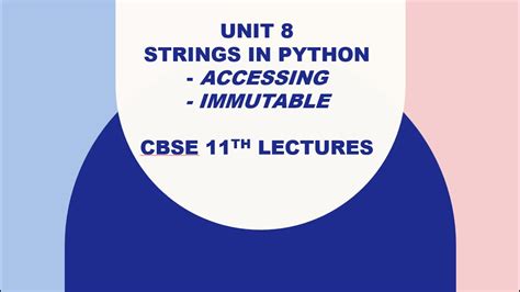 Unit 8 Cbse 11 Strings Introduction Tamil Youtube
