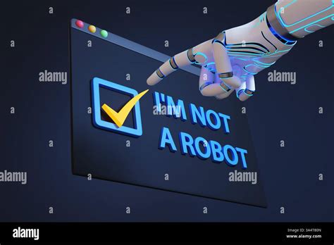 Robot Hand Is Checking The Box With Im Not A Robot On Window Popup On