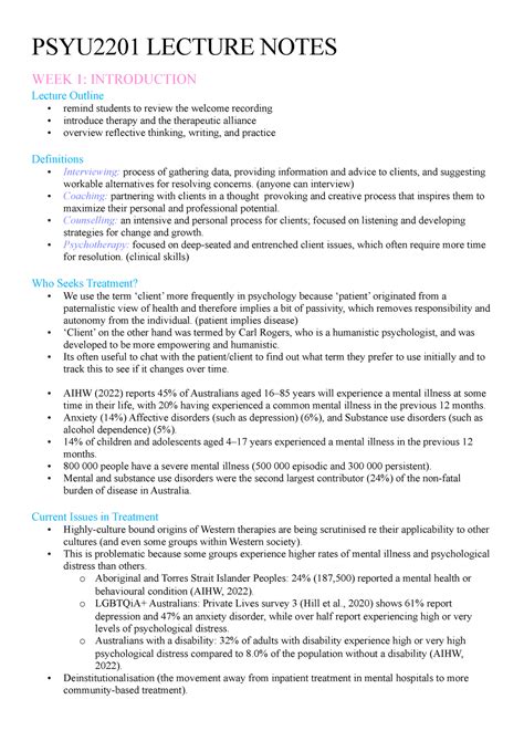 Psyu2201 Lecture Notes Psyu2201 Lecture Notes Week 1 Introduction