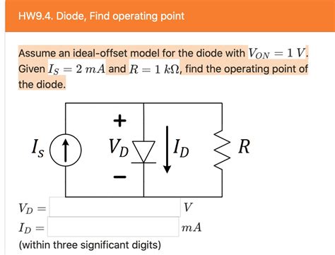 Hw94 Diode Find Operating Point Assume An Ideal Offset Model For The