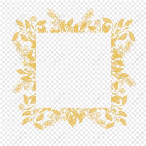 골드 라인 꽃 일러스트 웨딩 스퀘어 레이스 테두리파스텔삽화 Png 일러스트 무료 다운로드 Lovepik