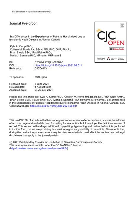Pdf Sex Differences In The Experiences Of Patients Hospitalized Due To Ischaemic Heart Disease