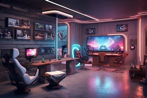 Premium Photo Gaming Room With Hightech Technology Computer