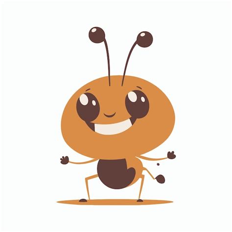 배경에 고립 된 귀여운 개미 만화 평면 벡터 일러스트 레이 션 프리미엄 벡터