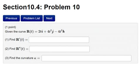 solved given the curve r t 2ti 4t j 4t 3k find r