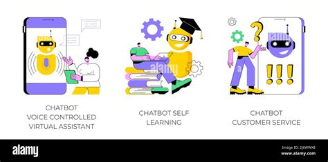 Smartphone Voice Application Abstract Concept Vector Illustration Set Chatbot Voice Controlled