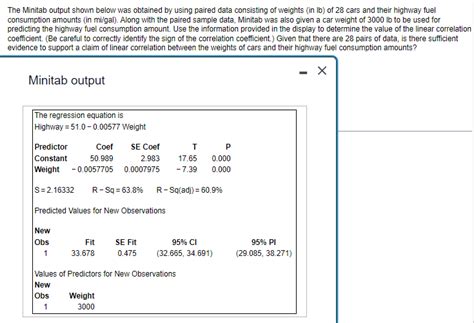 Answered The Minitab Output Shown Below Was Bartleby