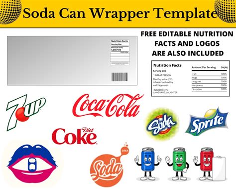 Soda Can Label Template Custom Wrapper Party Favor Digital Download Etsy
