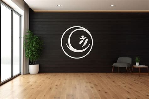 Premium Photo 3d Black Logo Mockup On White Wall Indoor Psd
