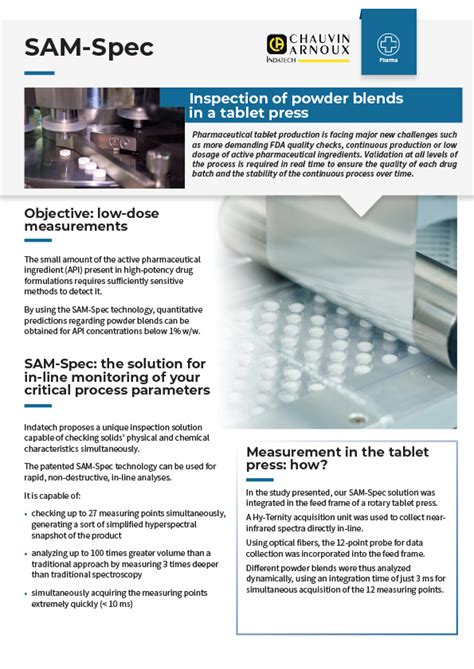 Indatech Documentation Sam Spec Inspection Of Powder Blends In The Tablet Press