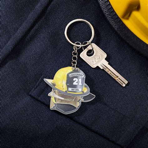 Personalized Firefighter Helmet Keychain Firefighter Keyring With Name