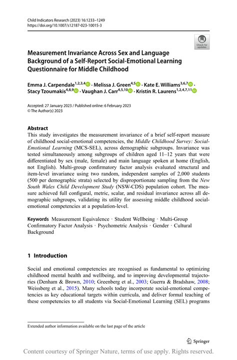 Pdf Measurement Invariance Across Sex And Language Background Of A