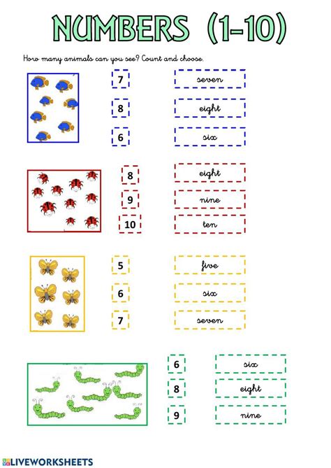 Numbers 1 10 Exercise For Grade 1 Live Worksheets