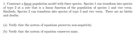 1 Construct A Linear Population Model With Three