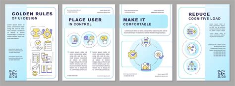 Ui Fundamentals Brochure Template Digital Product Usability Leaflet Design With Linear Icons