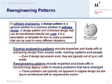 Jugs Objectoriented Reengineering Patterns An Overview Oscar Nierstrasz