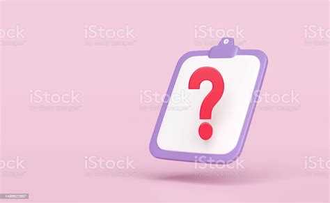 빨간색 물음표 기호 아이콘이 있는 3d 클립보드 파란색 배경에 분리된 체크리스트 용지 Faq 또는 자주 묻는 질문 최소한의 개념 3d 렌더링 일러스트레이션 클리핑 경로 3
