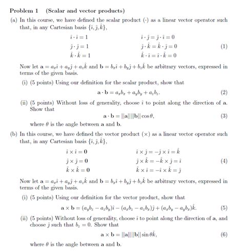 Solved Problem Scalar And Vector Products A In This Chegg