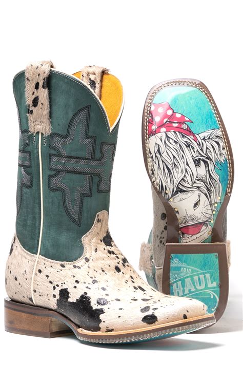 Tin Haul Womens White Shaggy Spot Priceless Sole Boots