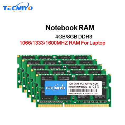 Tecmiyo Laptop Memory Ram Ddr3 Ddr3l 8gb 4gb 1600mhz 1333mhz Sodimm 1