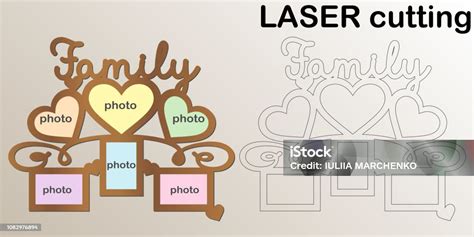 레이저 절단에 대 한 비문 가족 사진에 대 한 프레임 사진 프레임 콜라주 나무와 금속에 대 한 템플릿 레이저 절단 기계입니다 성 발렌타인의 날 또는 결혼 날을 위한 완벽 한