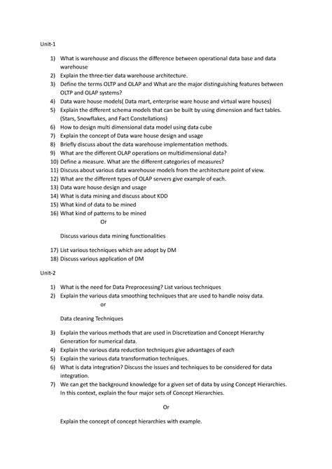 Dmdw Imp Cse Material Of Data Warehouse And Data Mining Dwdm