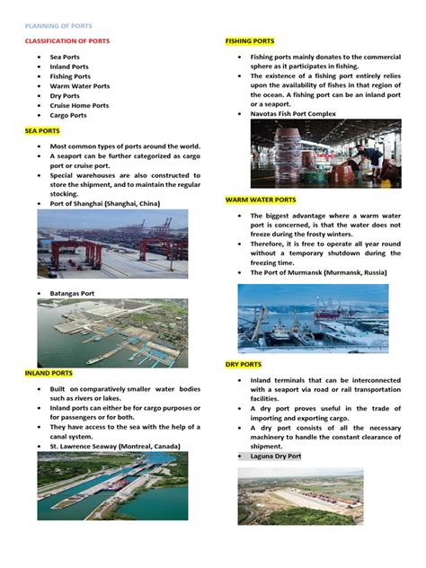 Planning And Classification Of Ports Pdf Port Heavy Industry