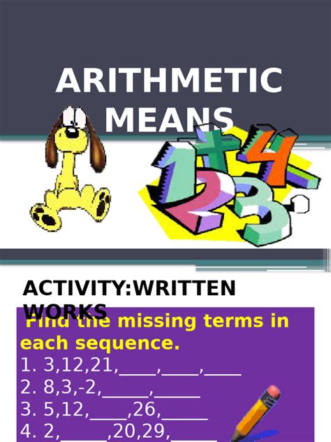 arithmetic means pdf mean elementary mathematics