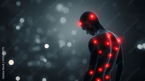 Artistic Depiction Of A Human Silhouette With Glowing Red Spots On The