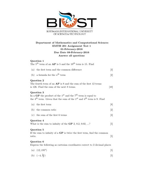 Emth 201 Engineering Mathematics 1 Ass01 Pdf Geometry