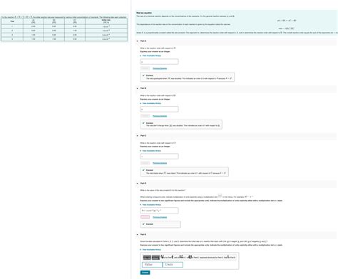 Solved Rate Law Equationthe Rate Of A Chemical Reaction