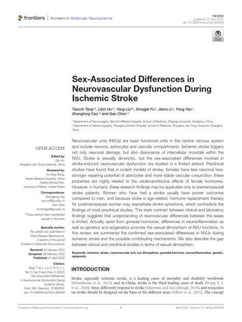 Sex Associated Differences In Neurovascular Dysfunction During Ischemic