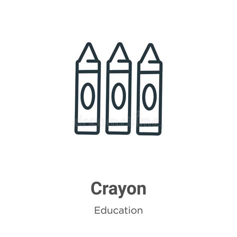 Crayon Outline Vector Icon Thin Line Black Crayon Icon Flat Vector