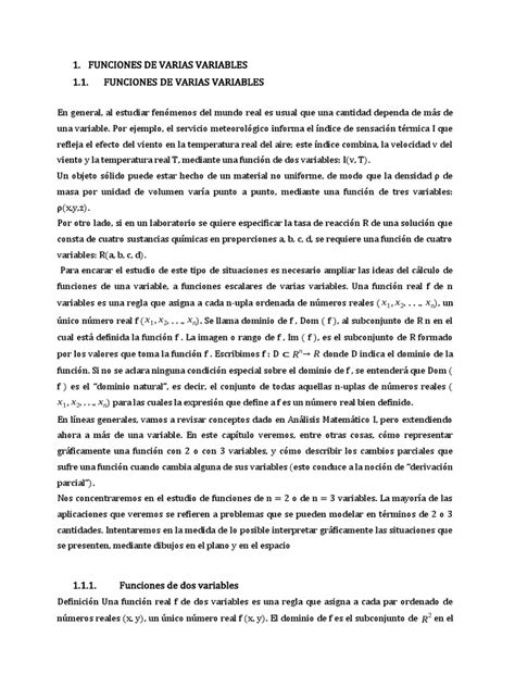 Funciones De Varias Variablesfgafxdvdf Pdf Función Matemáticas