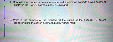 4 How Will You Connect A Common Anode And A Common Cathode Seven Segment Display In The 5vdc