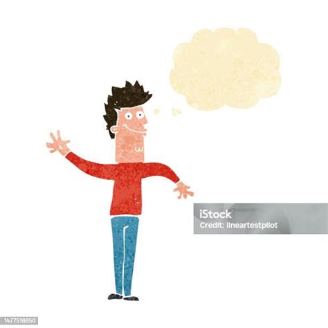 말풍선이 있는 즐거운 손 흔드는 남자 만화 캐릭터 귀여운에 대한 스톡 벡터 아트 및 기타 이미지 귀여운 기이함 낙서 드로잉 Istock