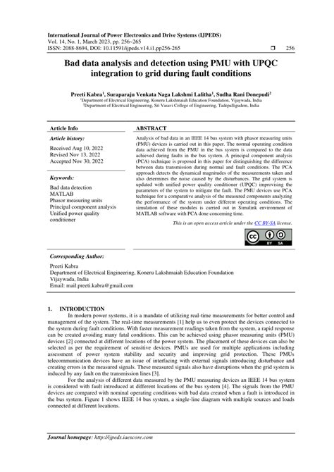 Pdf Bad Data Analysis And Detection Using Pmu With Upqc Integration To Grid During Fault