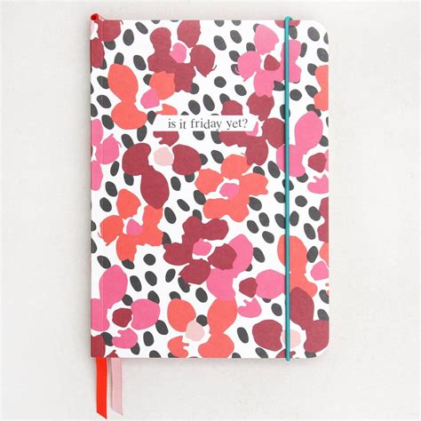 Red Jumble Print A5 Notebook With Ribbon Page Markers By Caroline Gardner Page Marker Pattern