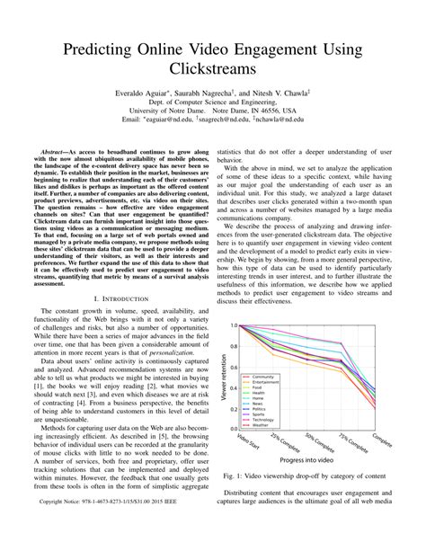Pdf Predicting Online Video Engagement Using Clickstreams