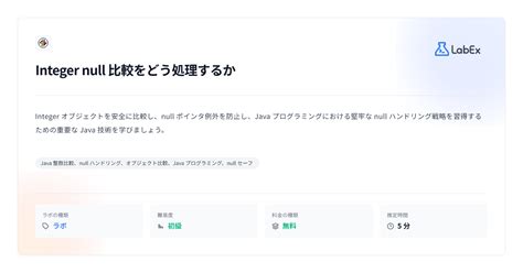 Java における Integer の Null 比較：安全な比較方法と Nullpointerexception 対策 Labex